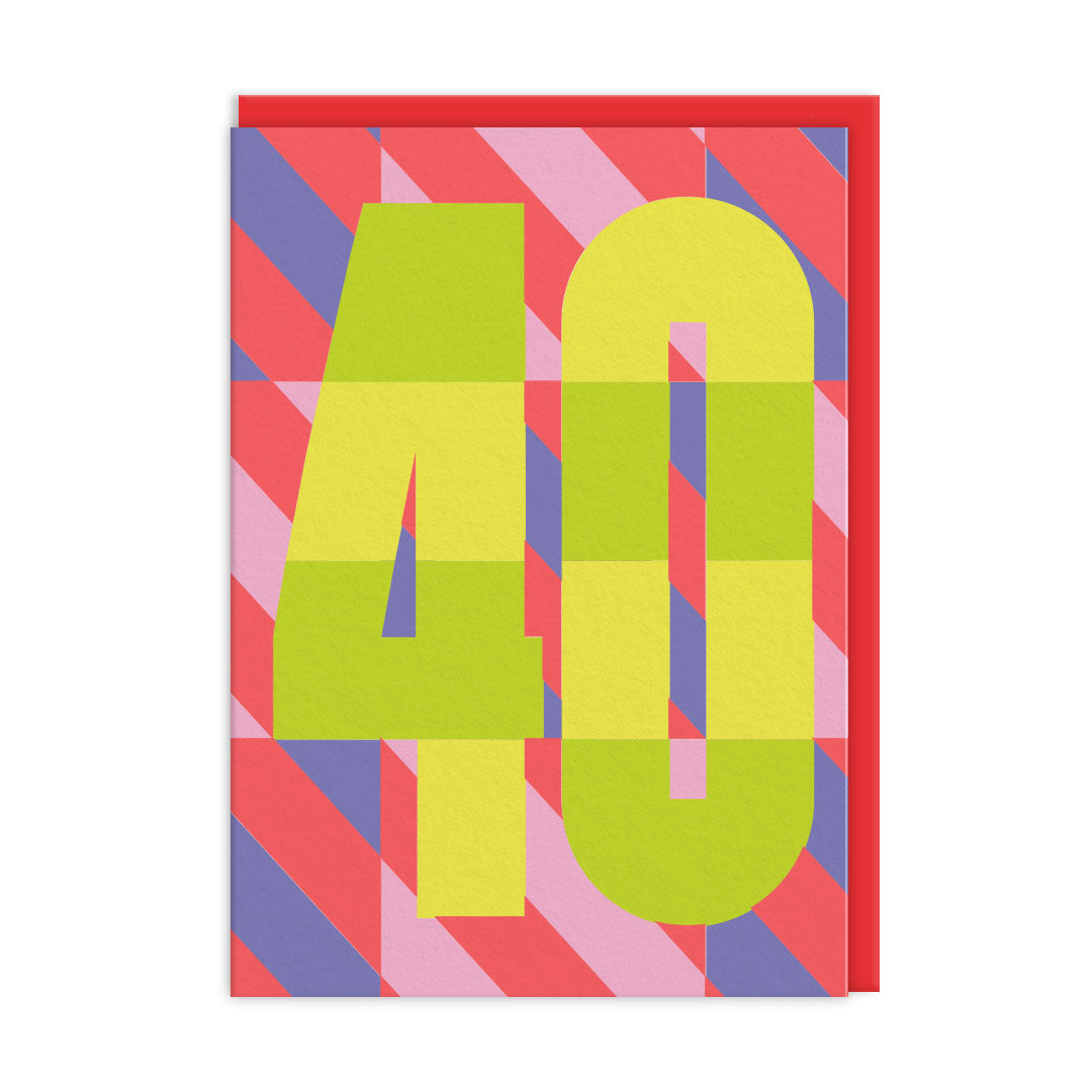 Bright Block 40th Birthday Card – Gift Crouch End